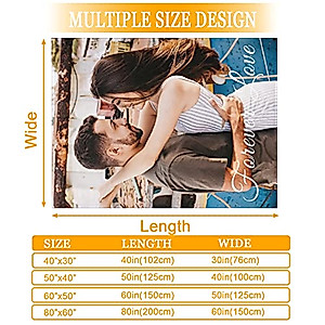 Custom Personalized Blanket with Picture Text Name Customized 1-9 Photo Throw Blanket Gift for Wife Husband Boyfriend Girlfriend Couple Mom Dad Friend Pet for Birthday Anniversary (1 Photo, 50"x60")