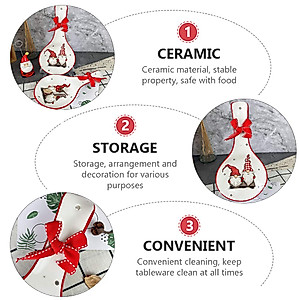 Cabilock Christmas Spoon Rest Santa Ceramic Spoon Holder 9.5 x 4.5 inch for Christmas Party Decorations, Kitchen Stove-Counter Top