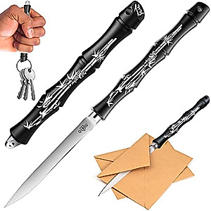 GOOD WORKER Japanese Utility Knife - Letter Opener - Envelope Opener - Mail Opener - Small Black Fixed Blade Knife for Men Women - Kubaton - Secret Santa Gift 130129