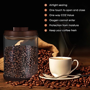 Coffee canister,Airtight Storage Coffee Beans Container,Large Glass Jar with One Way Co2-Release Valve,Fresh food container for Beans,Ground coffee,Sugar,Flour,Cookie,Nuts