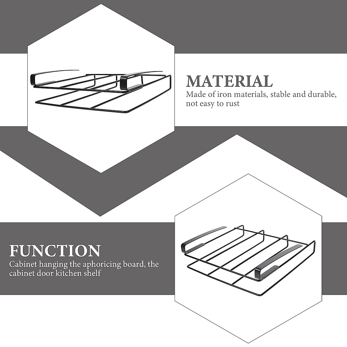 Hemoton Stainless Steel Kitchen Storage Rack, Black, 20 in