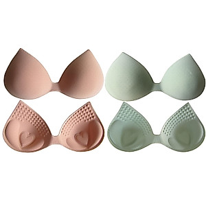 3D Cups for Bras for Women One Piece Seamless Sports Bra Pads Insert Pushup Bra Pads Removable Bra Cups for Replacement, 2 Pack/Pink+Green