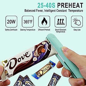 Portable Mini Smart Heat Sealer Machine Kitchen Gadgets, Food Sealer Bag Re-sealer for Food Storage, Handheld Vacuum Sealers for Chips Bag, Foil Bag, Mylar Bags, （Green）