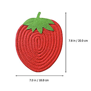 Hemoton 2 pcs Pot Holders Cloth Trivets Strawberry Shaped Cotton Thread Kitchen Table Mats Hot Pads Heat Resistant Coasters for Cooking Baking Table Decorations