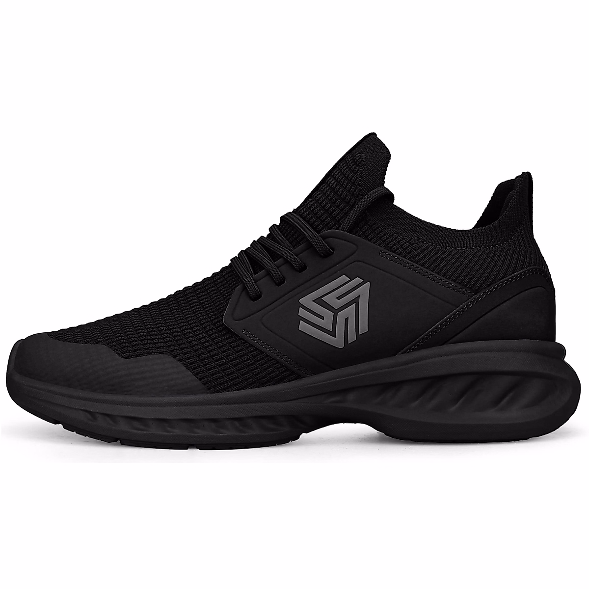 Giniros Mens Slip On Walking Shoes Non Slip Running Shoes Breathable Workout Shoes Lightweight Gym Sneakers All Black Size 7