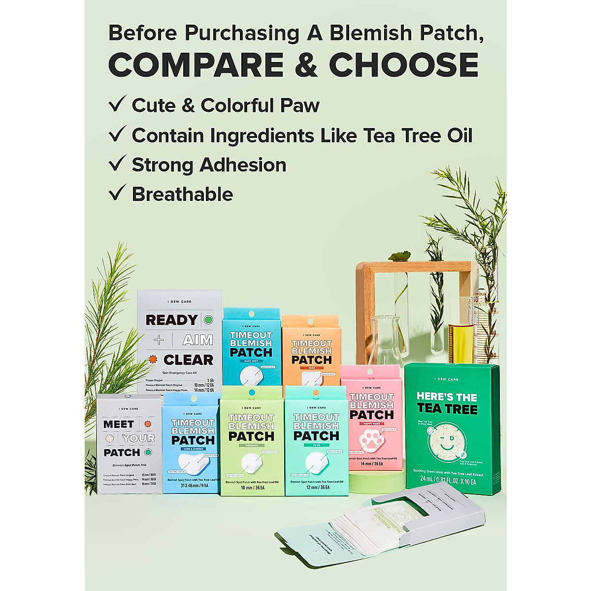 I DEW CARE Hydrocolloid Acne Pimple Patch - Timeout Blemish Happy Paws | Korean Cute Acne Patches | zit patches for face and skin, 36 Count (14mm), Facial Stickers, Absorbing with Tea Tree Leaf Oil