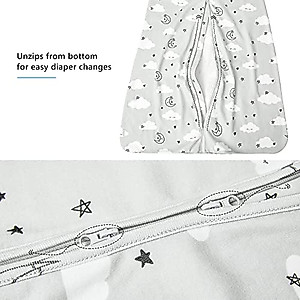 TILLYOU Cotton Sleep Sack 2 Pack - TOG 1 Baby Wearable Blanket with 2-Way Zipper, Extra Soft Sleeveless Sleeping Bag for Infants, 6-12 Months, Grey Cloud & Gray Arrow