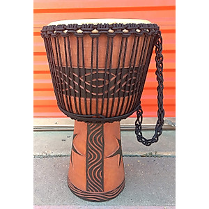 Large (M6) ~ 24" X 14" Djembe Deep Carved Hand Drum Bongo, STAR