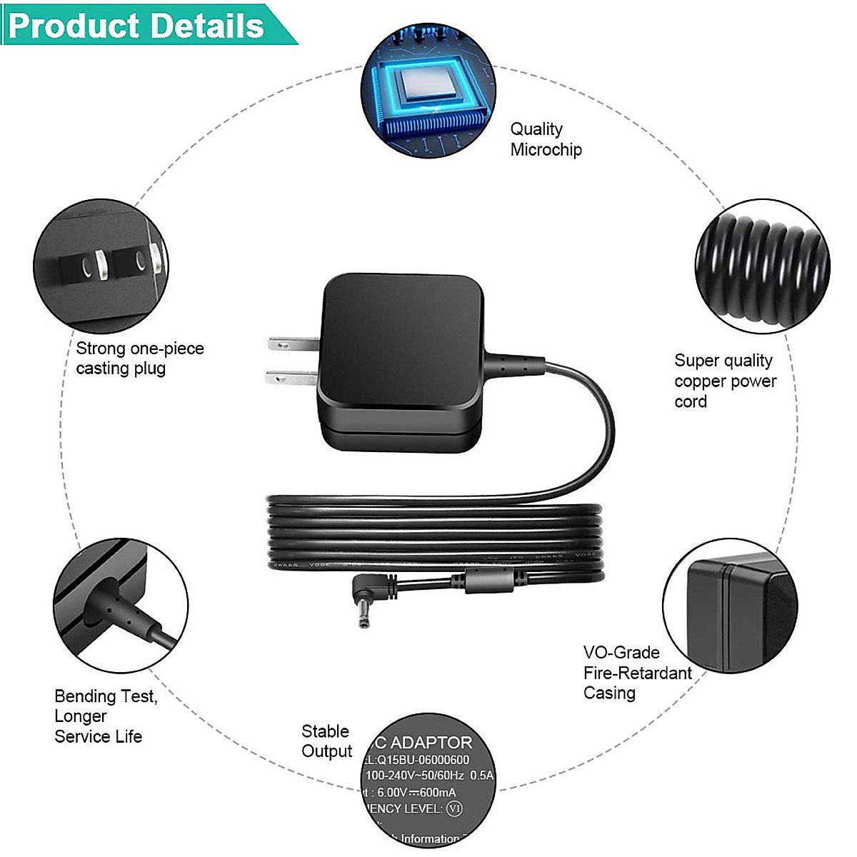 HKY AC/DC Adapter for Hello Baby HB24 HB32 HB32RX RJ-AS060600U003 HelloBaby HB-24 HB-32 HB-32RX Baby Monitor Charger GPX PC308B PC332B PC108B PC800 PC800B PC101B Portable CD Player Power Supply Cord