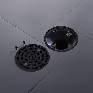 DEOKXZ 4 1/4" Shower Drain Round Black, Removable Grille Strainer Screws in Drain Cover, Base with Adjustable Drain Flange Kit PVC, SUS304 Stainless Steel