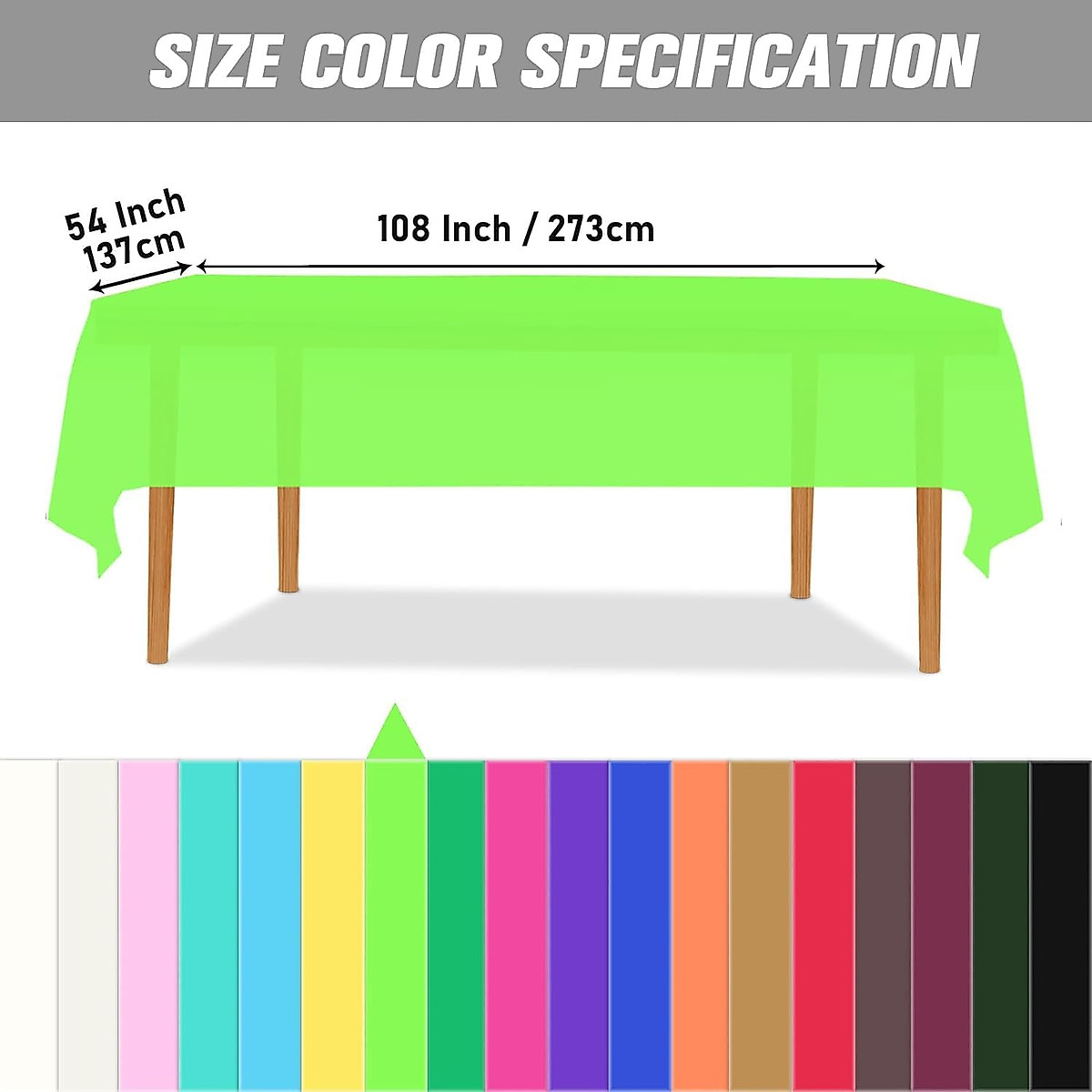Kesfey Lime Green 3 Pack Premium Plastic Tablecloths for Parties 54" x 108" Rectangular Tablecloths neon Green Tablecloth 6 to 9 Feet Birthday Table Wedding Christmas Anniversary Buffet Table…