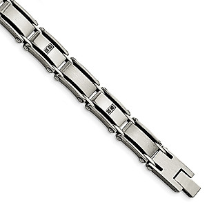 Stainless Steel Polished/Brushed 1/10ct tw. Diamond Mens Bracelet