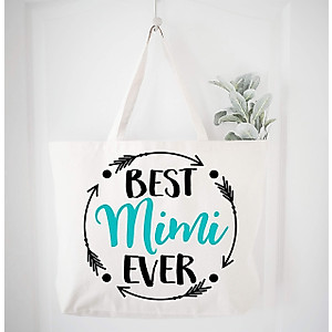 COCOVICI Mimi Tote Bag | Best Mimi Ever | Grandma Gifts | Mimi Gifts | Mimi Christmas Gift | Christmas Gift from Grandkids(Best Mimi Ever Turquoise/Black Font)