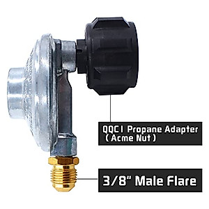 MCAMPAS 1/4" Quick Propane Gas Regulator, QCC1 Propane Adapter Gas Regulator Valve Fittings with1/4 Quick Connector Plug Converter 5lb -20lb Propane Tank Quick Connection Propane Hose for BBQ Grill