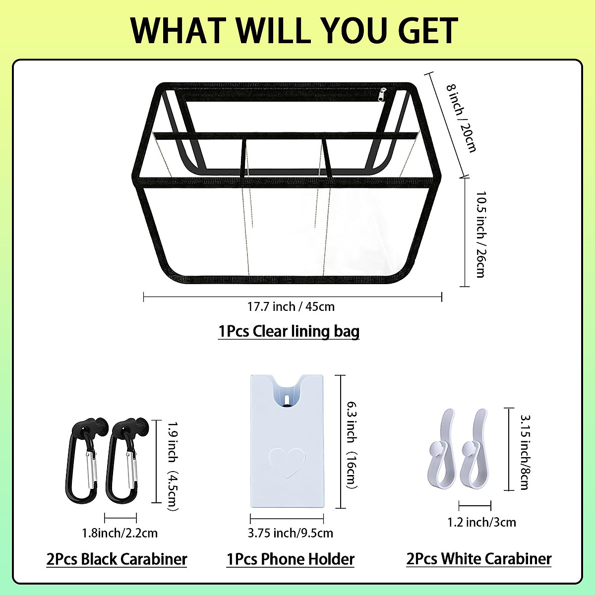 6Pcs Clear Beach Bag Organizer Accessories 17.7X10.5X8in for Bogg Bag X Large Storage Bag, with Insert Phone Holder and Hooks key Holder for Bogg Bag Organizing Your Bag and Divide Spac