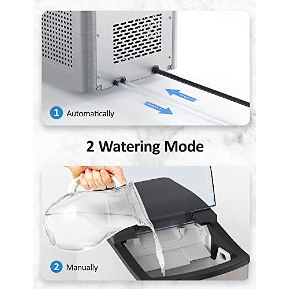 Nugget Ice Maker Countertop, 40lbs/Day, Pebble Ice Maker Machine with Ice Scoop and Basket, Self-Cleaning, Auto Water Refill, Touch Button, Ice Coffee and Cocktails for Indoor/Outdoor