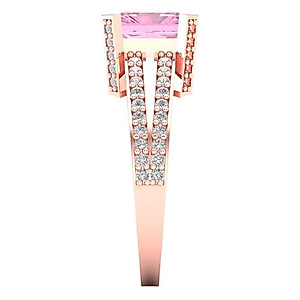 Clara Pucci 2.70 ct Emerald Cut Solitaire Genuine Pink Simulated Diamond Engagement Promise Anniversary Bridal Ring 18K Rose Gold 3.75