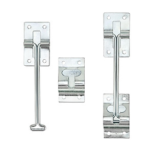 QWORK 4 Pcs 6" All Metal T-Style Door Holder Entry Door Catches for RV Trailer Camper Exterior Door Hold Hook Screws