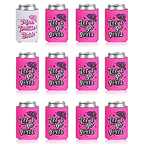 12 Packs Bachelorette Party Can Sleeves Skinny Beverage Sleeves Engagement Bridal Party Gifts Disco Cowgirl Bachelorette Party Can Holder for Bridal Cowgirl Wedding Party Decorations (Regular)