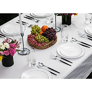 Trendables 120 Pack Two Toned Heavy Duty Plastic Silverware Knifes - Dual Colored Black and Silver Disposable Plastic Knife - Disposable Utensils For Wedding Parties And All Occasions