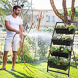 Giantex 5.2FT Vertical Raised Garden Bed, 4-Tier Elevated Planter Box w/4 Containers & Drainage Holes, Indoor Outdoor Freestanding Planter for Vegetables, Herbs, Flowers, Heavy-Duty Metal Frame