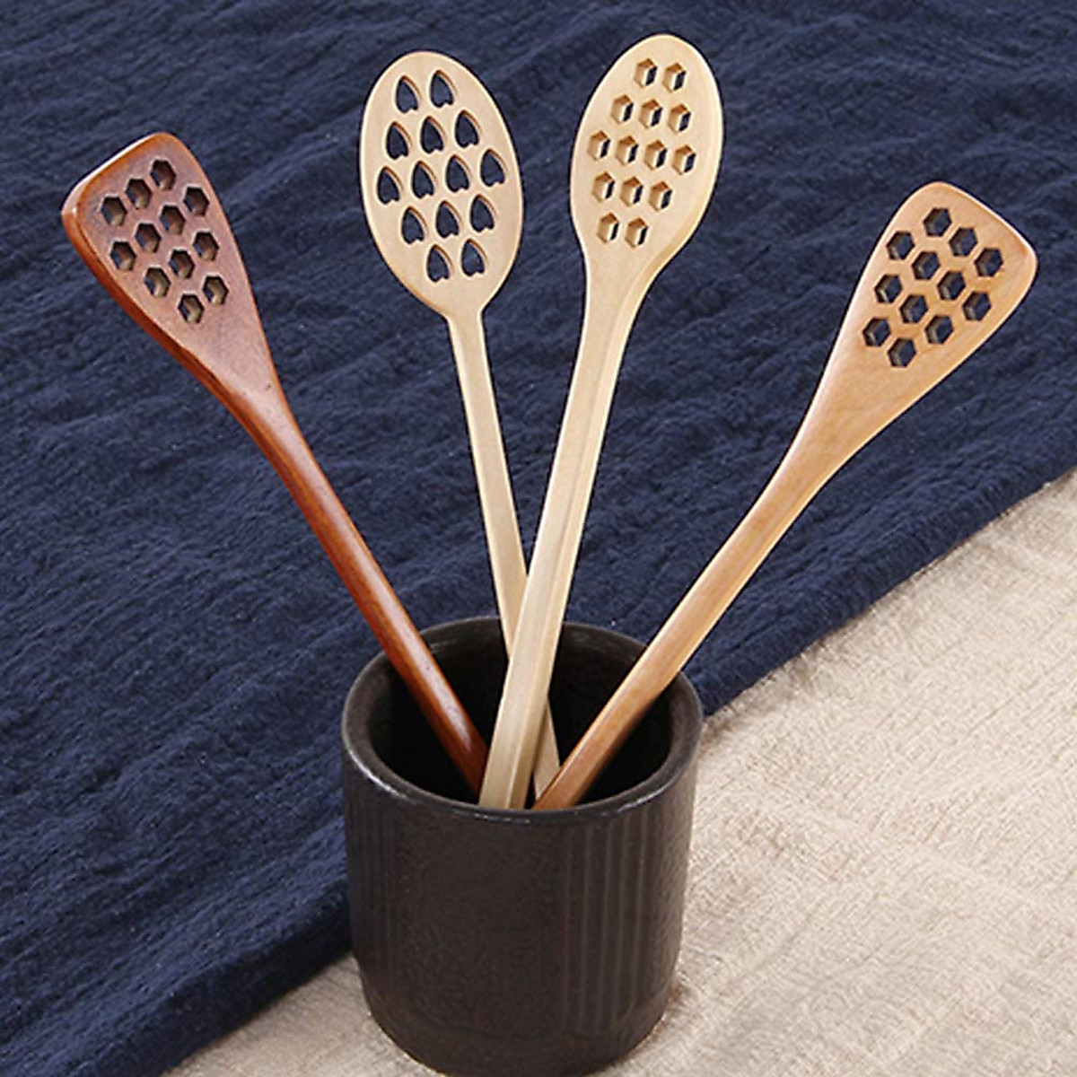 YARDWE 4pcs Honey Mixing Spoon Honey Stirring Spoon Wooden Honey Dipper Wooden Spoons Wooden Coffee Spoon Honey Spoon Honey Stir Stick Mini Blender Stirring Stick Honey Stick