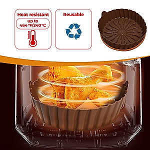 Dr.KYS Silicone Air Fryers Liners, Set Of 2, 8 Inch UPGRADED Eco-Friendly & Reusable Air Fryer Liners, Durable Heat Resistant, Easily Cleaning Silicone Air Fryer Basket