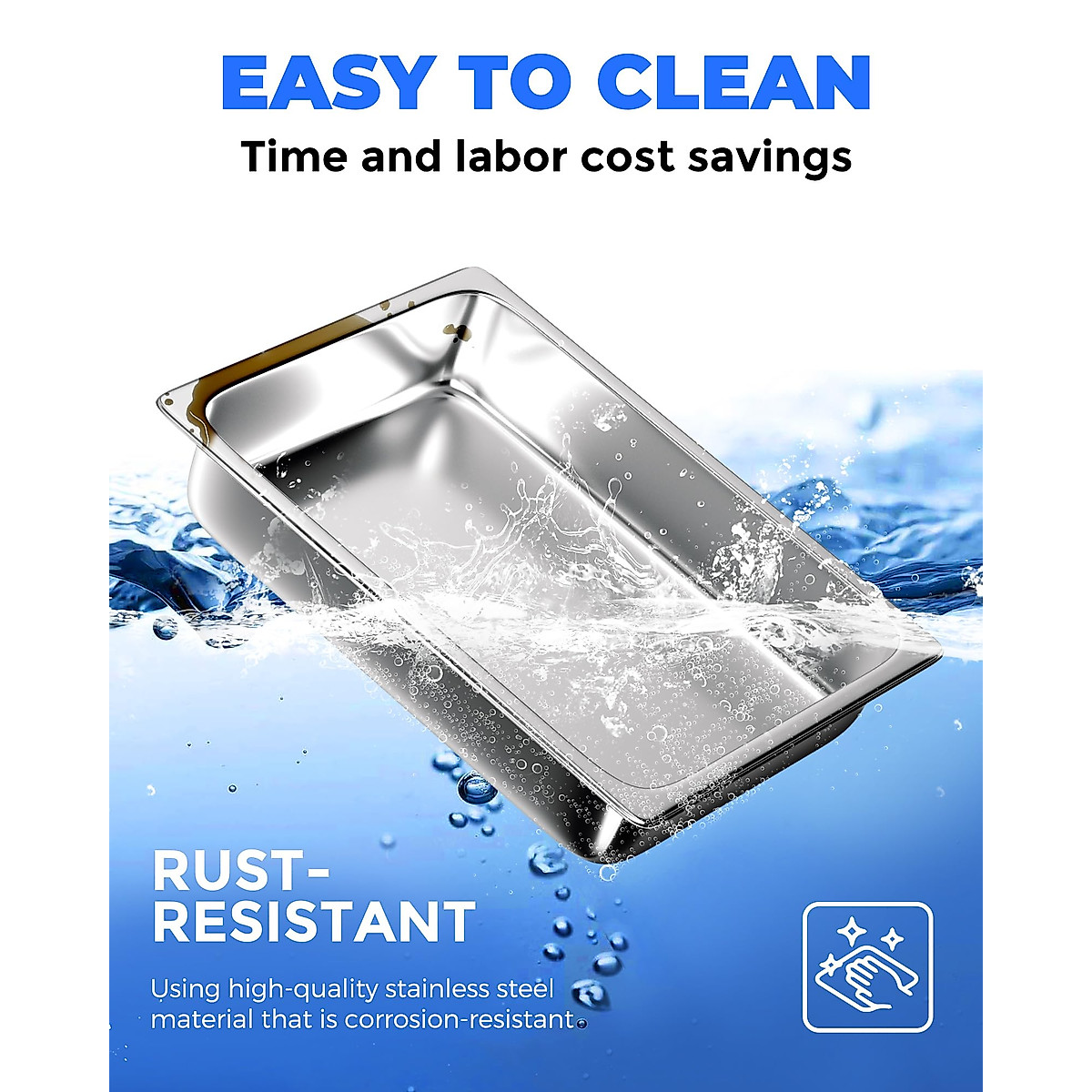 WantJoin Full Size Steam Table Pans,6-Pack 6 Inch Deep Restaurant Steam Table Pans Commercial, Hotel Pan Made of 201 Gauge Stainless Steel