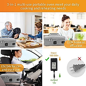 Langtaojin Portable Oven 12V,Food Warmer For Truckers,Car Heated Lunch Box Portable Personal Microwave For Road Trip/Office Work/Picnic/Camping/Family gathering Gray