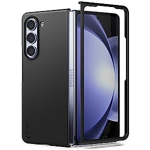 Ringke Slim [Minimalist Fit] Compatible with Samsung Galaxy Z Fold 5 Case for Women and Men, Simple Modern Sleek Design, Protective Sturdy Solid 5G Cover with Lanyard Hole - Black