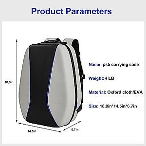 JYBRACE PS5 Case with Hard Shell, Play-Station 5 Travel Case, PS5 Protective backpack Holds Console, Controllers, Base and Accessories, Shockproof, Waterproof and Scratchproof