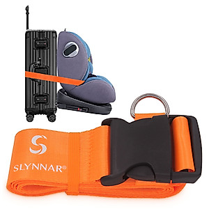 SLYNNAR Car Seat Travel Bag,Red & Car Seat Travel Belt, Orange