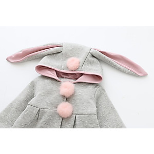RJXDLT Baby Girls Coat Toddler Girl Lovely Ear Hoodie Down Jacket Winter Outwear 6-12 Months Gray 135