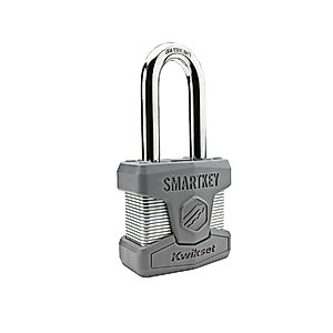 Kwikset 026SMTLNG SHKL PDL Stanley SmartKey Padlock Long Shackle, 50mm, Satin Chrome
