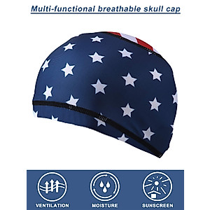 Geyoga 4 Pieces Cooling Skull Cap Sweat Wicking Helmet Liner Running Beanie Cycling Cap Liner for Men Women (Retro Style)