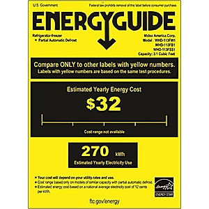 Midea WHD-113FSS1 Compact Refrigerator, 3.1 cu ft, Stainless Steel