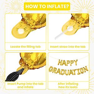 XtraLarge, Gold Happy Graduation Banner - 16 Inch, Graduation Foil Balloons | Graduation Party Supplies 2023 for Graduation Party Decorations 2023 | Graduation Banner for Graduation Decorations 2023
