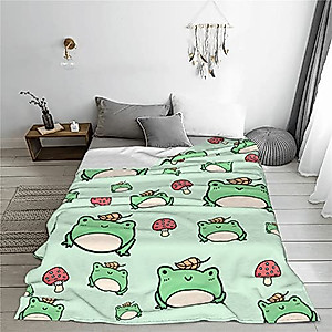 PIPABOBO Frog Blanket for Adults Women Girls, Cute Green Frog Throw Blanket Gift for Frog Lovers, Cartoon Animal Kawaii Stuff for Bed Couch Sofa Chair, 60"x80"