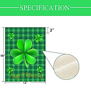 St Patricks Day Garden Flag 12x18 Inch Double Sided for Outside Small Burlap Green Shamrock Lucky Welcome Small Outside Vertical Holiday Yard Decor (Green A)