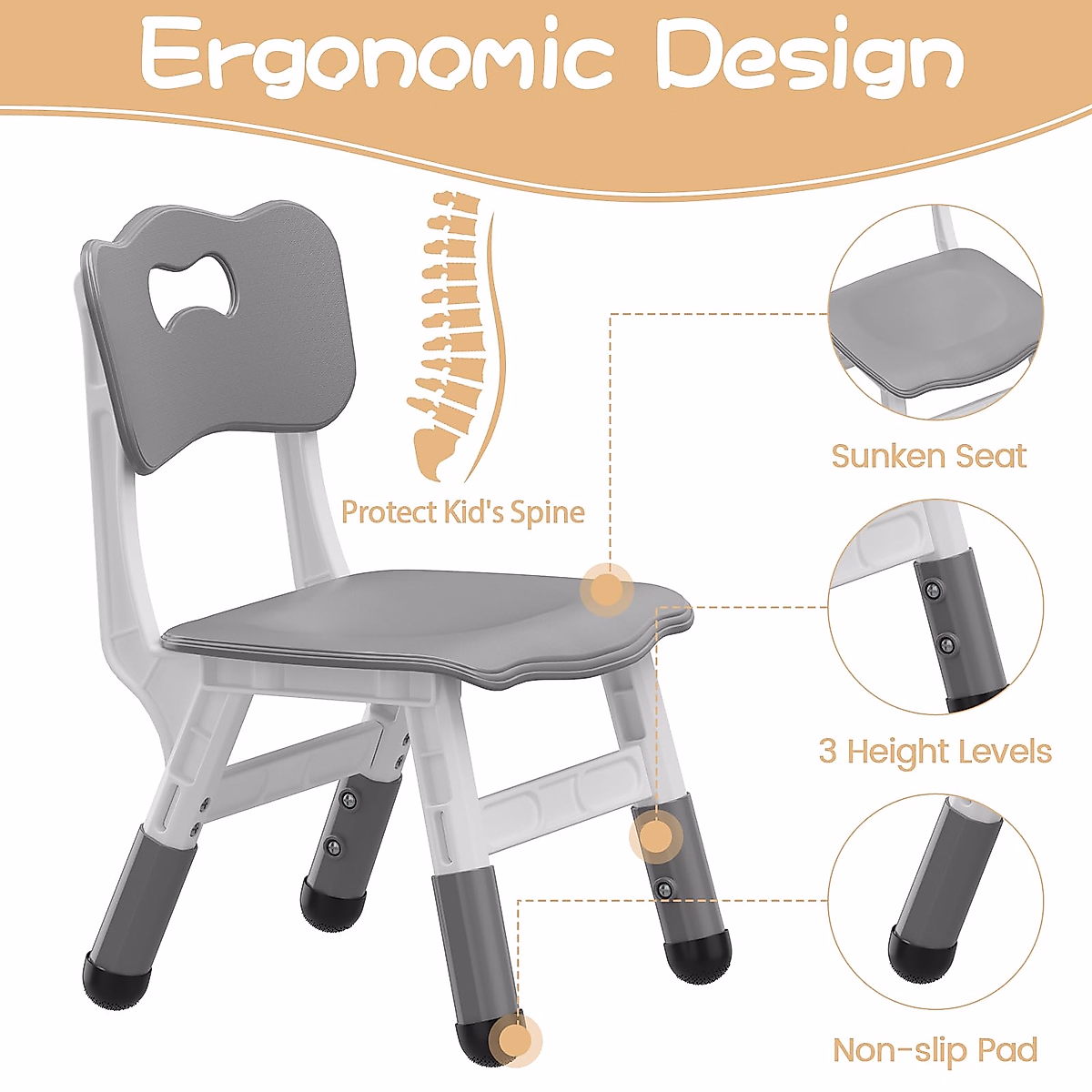 GAOMON Kids Table and 6 Chairs Set with Storage Box, Height Adjustable Toddler Table and Chair Set for Ages 2-10, Graffiti Desktop, Non-Slip Legs, Children Activity Table for Daycare Classroom Home