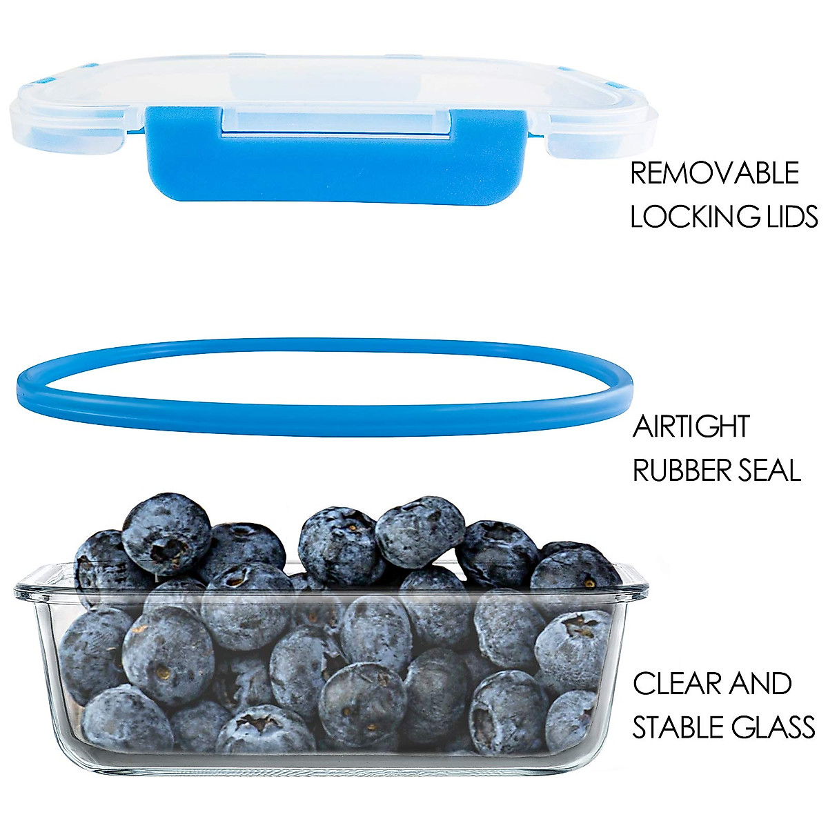 C CREST [5-Pack] Glass Lunch Box, Meal Prep Glass Containers with Lids, Glass Food Storage Containers, 34 OZ