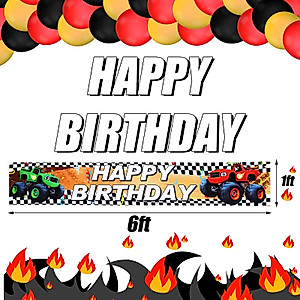 Truck Party Decorations Supplies Include Truck Backdrop Party Photography Background 5 x 3 Feet Truck Happy Birthday Banner 6 x 1 Feet for Kids Party Photography Party Decor