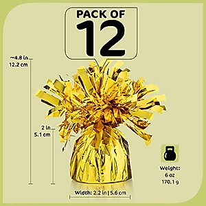 Srenta Gold Balloon Weights, Heavy Balloon Weight Pack of 12 Metallic Foil Weights for Balloons, Birthday Party & Wedding Table Centerpiece Ballon Weight, 4.8’’ DIY Ballon Weights for Helium Balloons