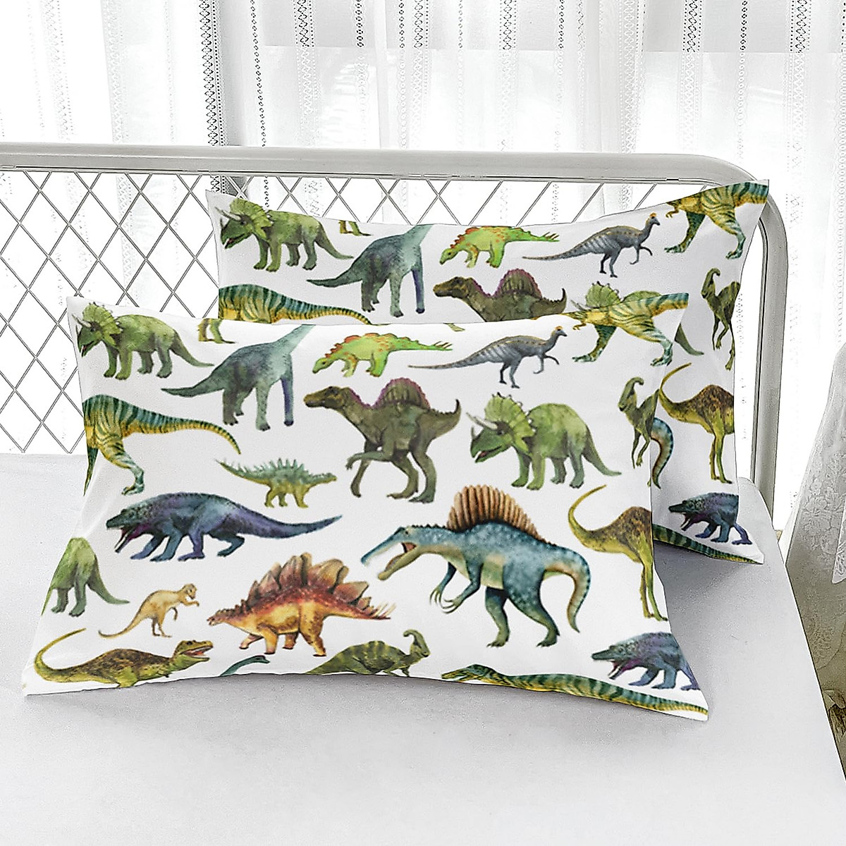 Nttopship Dinosaur Comforter Sets Full Size，Dinosaur Printed Quilt Set for Bedroom Soft Microfiber All Season Print Quilt Set with 1 Comforter and 2 Pillow Case