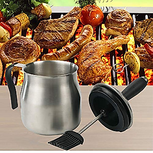 Sauce Pot and Basting Brush Pot Set Grill Gadgets for Men Grilling Smoking Meat Accessories Outdoor BBQ Gifts Kitchen Tools for Cooking Barbecue Pastry Baking Party Cakes Desserts