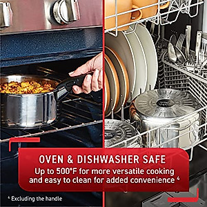 T-fal Ingenio Stainless Steel Cookware Set 4 Piece Induction Stackable, Detachable Handle, Removable Handle, RV Cookware, Cookware, Pots and Pans, Oven, Broil, Dishwasher Safe Silver