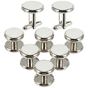 KESYOO 8Pcs Cufflinks for Men Classic French Cufflinks and Studs Set White for Men Tuxedo Business Wedding Shirts