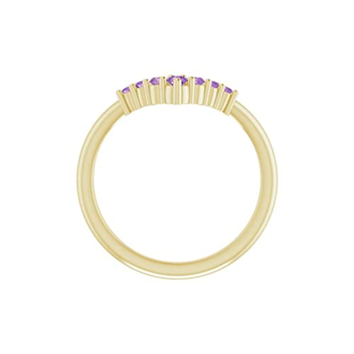 Bonyak Jewelry 14k Yellow Gold Amethyst Graduated V Ring Elegant, Size 7