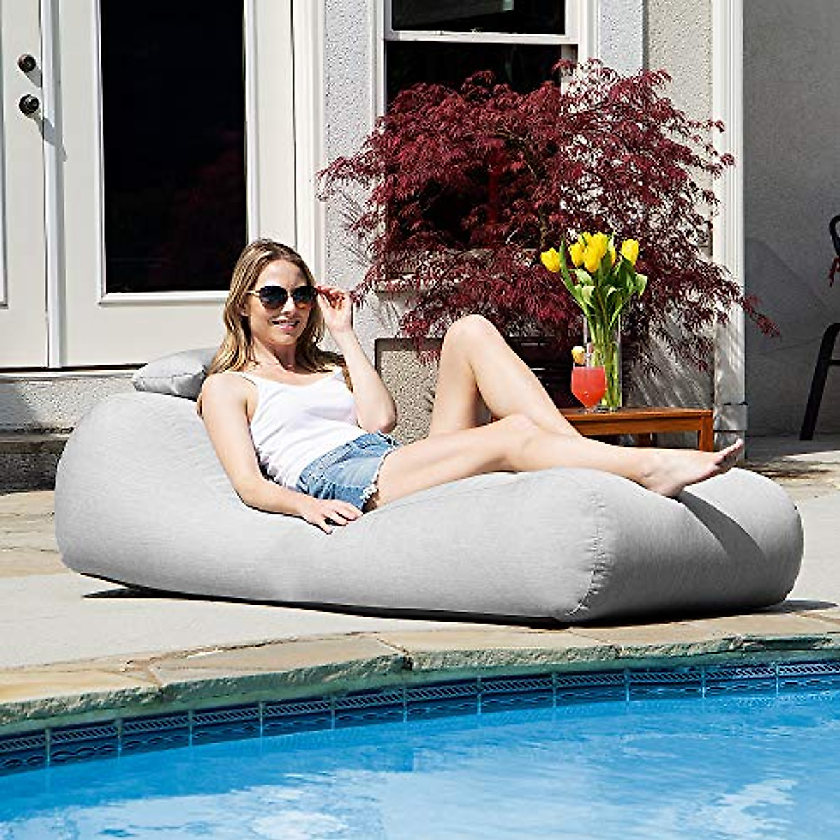 Jaxx Arlo Outdoor Bean Bag Sun Lounger | Pool Patio Chaise Recliner |, Granite