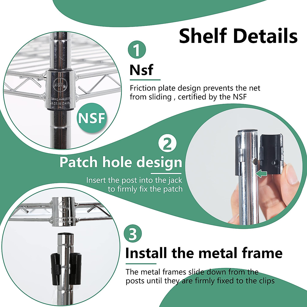 FDW 24" L×14" W×60" H Wire Shelving Unit Metal Shelf with 5 Tier Layer Rack Strong Steel for Restaurant Garage Pantry Kitchen Garage,Chrome